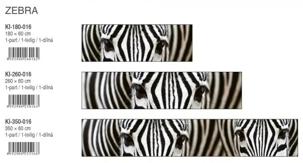DIMEX | Fototapeta do kuchyně Zebra KI-260-016 | 260 x 60 cm | černobílá