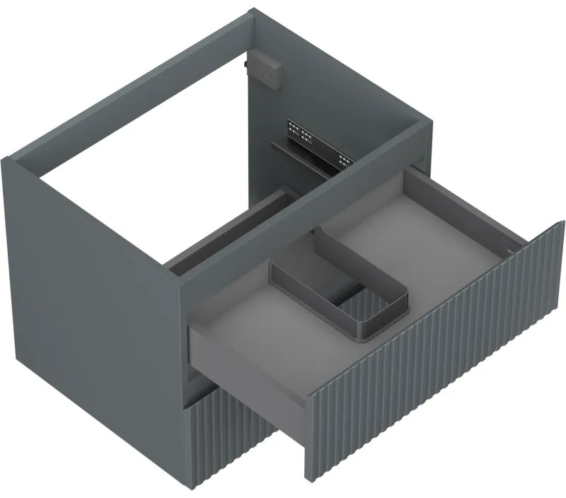 Mexen Rivel, koupelnová skříňka 60 cm, 2 zásuvky, drážkovaná, grafitová matná, 91A20-06047-2-BFF66