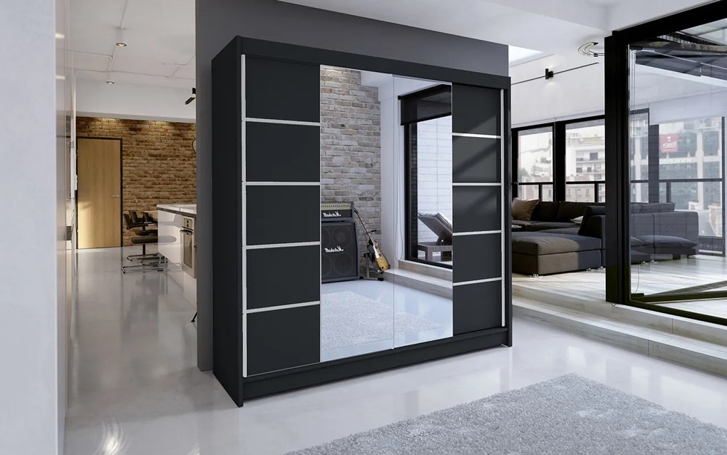 ADRK Furniture Posuvná skříň s zrcadlem TRAVES 180 SW-TRA-B-180+A388