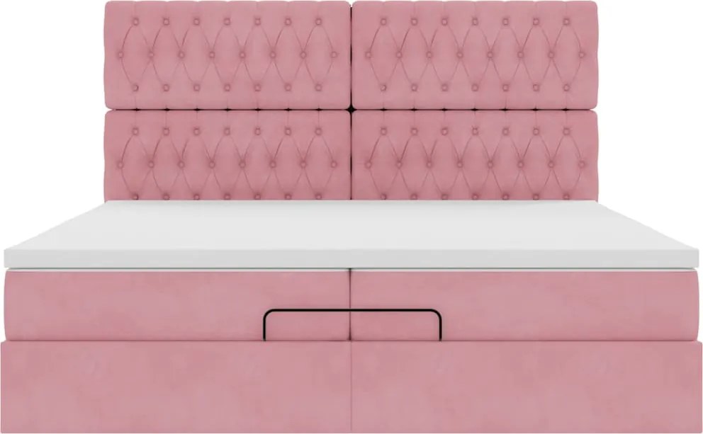 Osmanský rám postele s matrací růžová 200x200cm samet 3313570