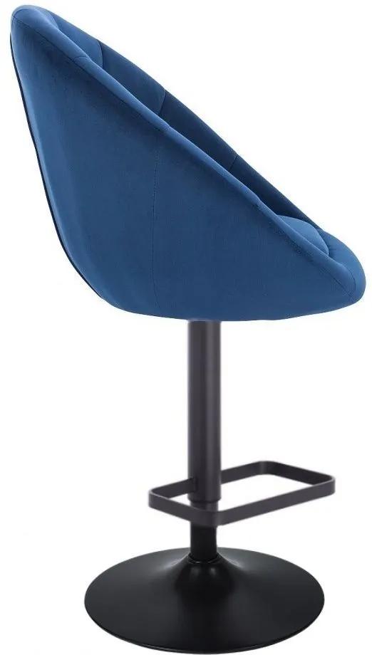 LuxuryForm Barová židle VERA VELUR na černém talíři - modrá