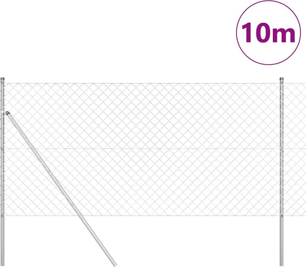 Oplocení na řetězcích se upevňuje na zem 10 x 1,4 m Stříbrná 3351135