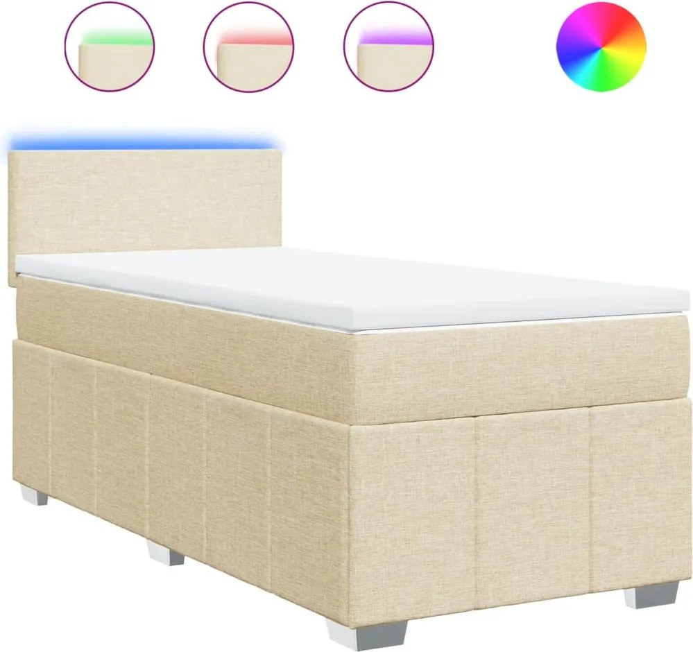 Box spring postel s matrací krémová 80 x 200 cm textil 3289193