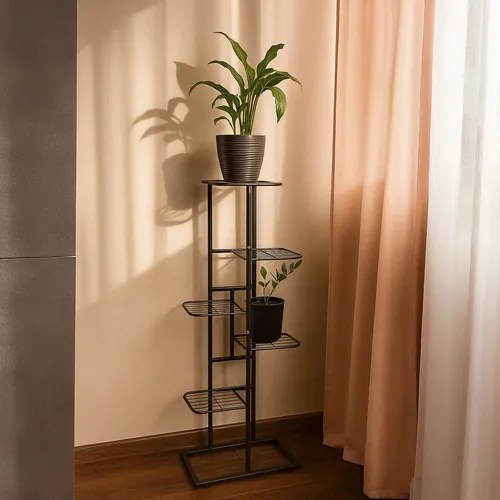 Stojan na květiny Ruhhy - 106 cm - 6 polic - černý