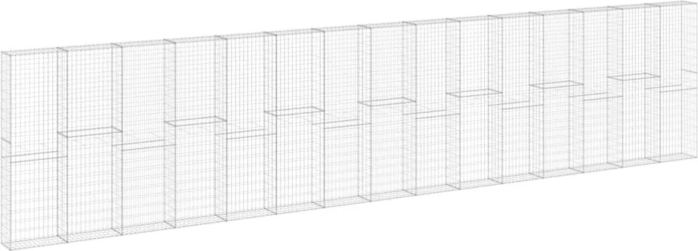 Gabionová zeď s víky pozinkovaná ocel 900 x 30 x 100 cm 147819