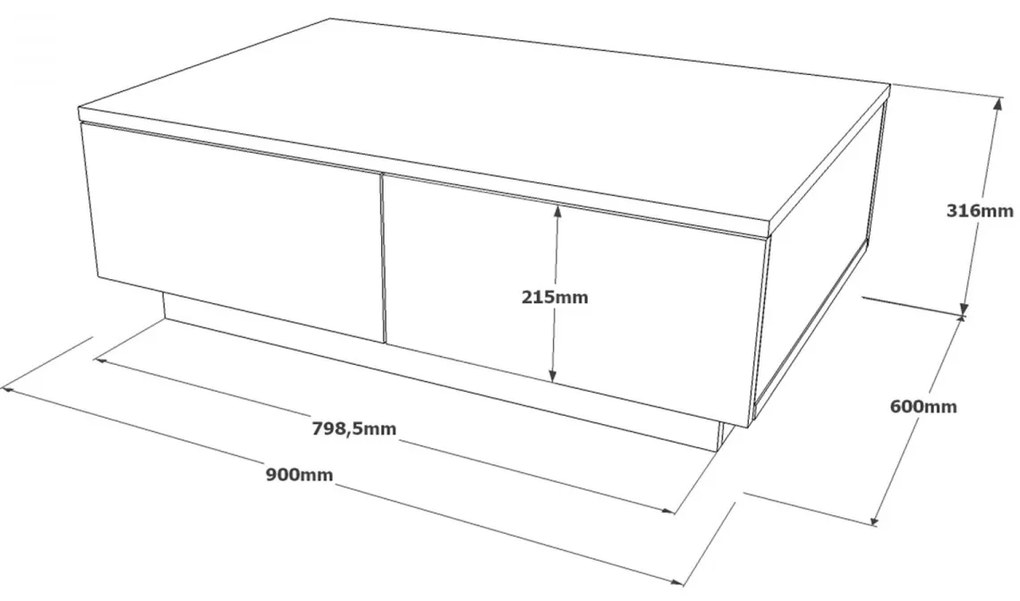 Konferenční stolek Chrizo 90 cm šedý