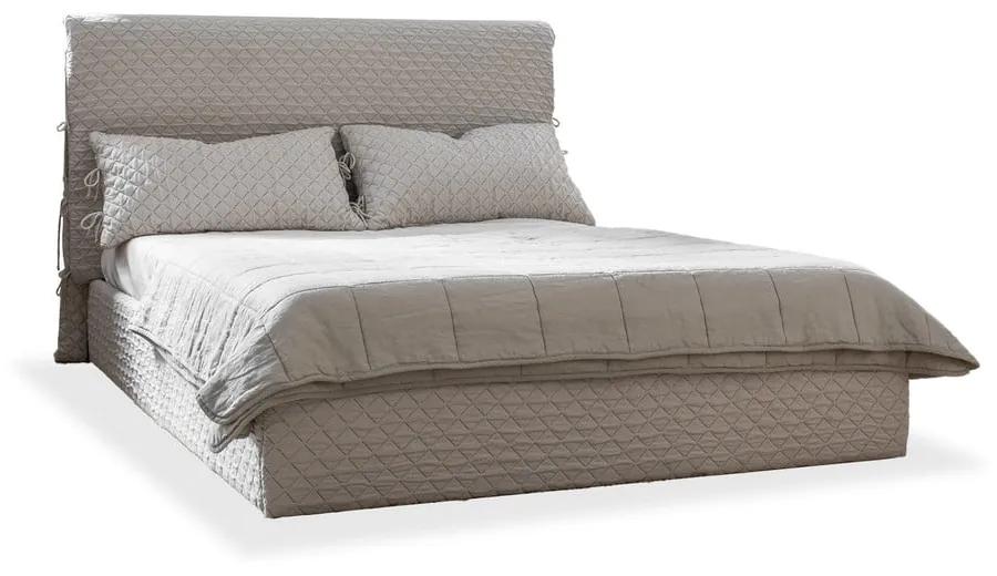 Béžová čalouněná dvoulůžková postel s úložným prostorem s roštem 140x200 cm Sleepy Luna – Miuform