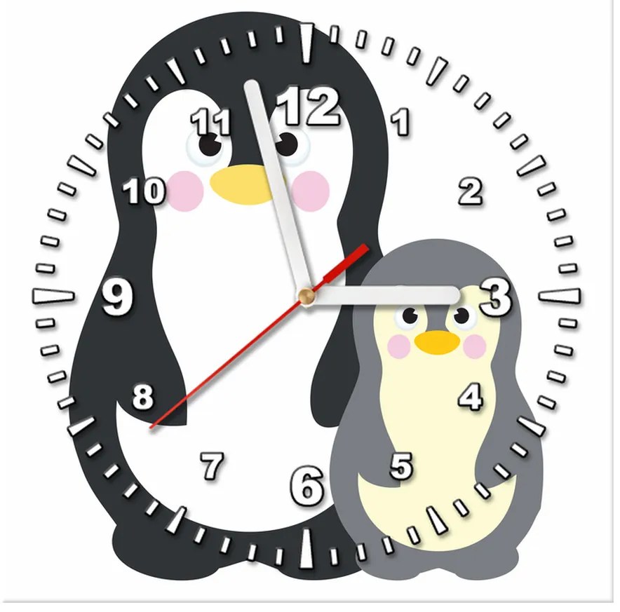 Gario Obraz s hodinami Tučňáci Rozměry: 40 x 40 cm
