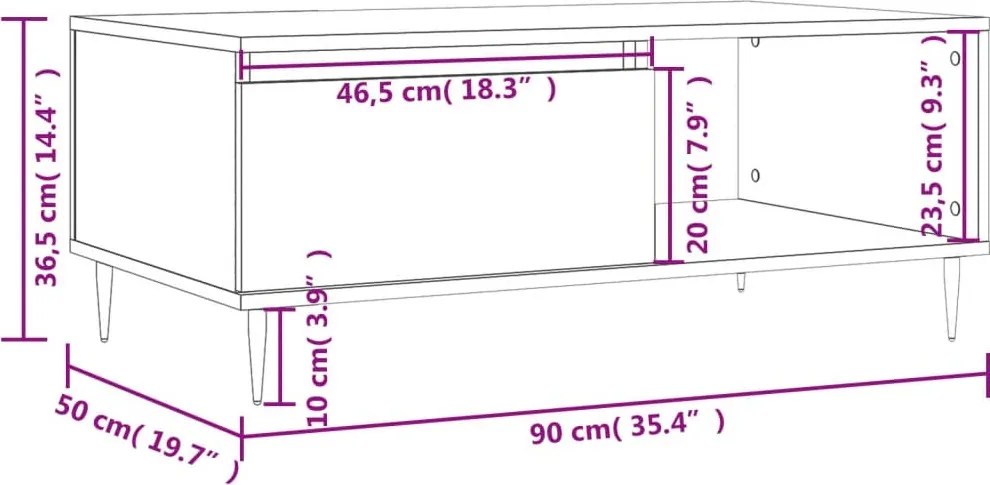 vidaXL Konferenční stolek 90x50x36,5 cm kompozitní dřevo [830558] Barva: Černá