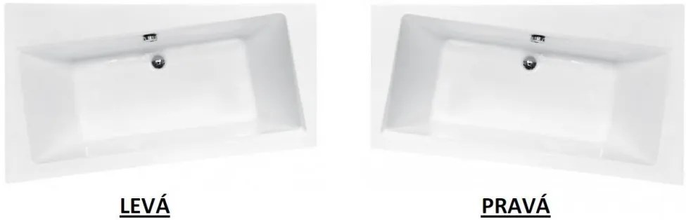 BESCO Asymetrická vana ASTI Nožičky k vaně - Bez nožiček, Rozměr vany - 160 × 100 cm, Způsob provedení - Levé VANAST16L