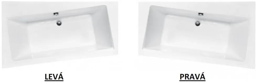 BESCO Asymetrická vana ASTI Nožičky k vaně - Bez nožiček, Rozměr vany - 170 × 110 cm, Způsob provedení - Levé VANAST17L