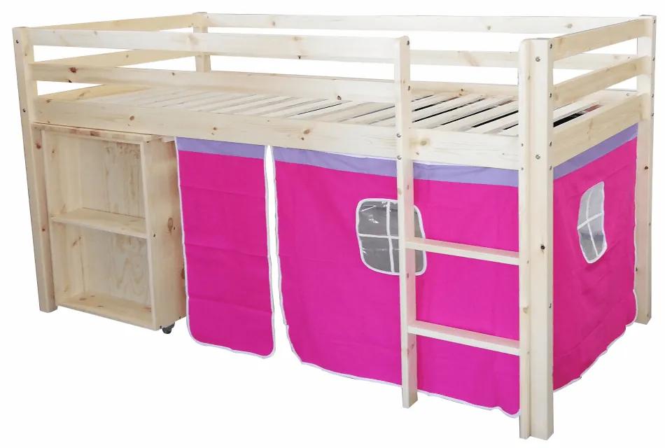 Dětská postel s PC stolkem 90 cm Alzaria (růžová). 1015352
