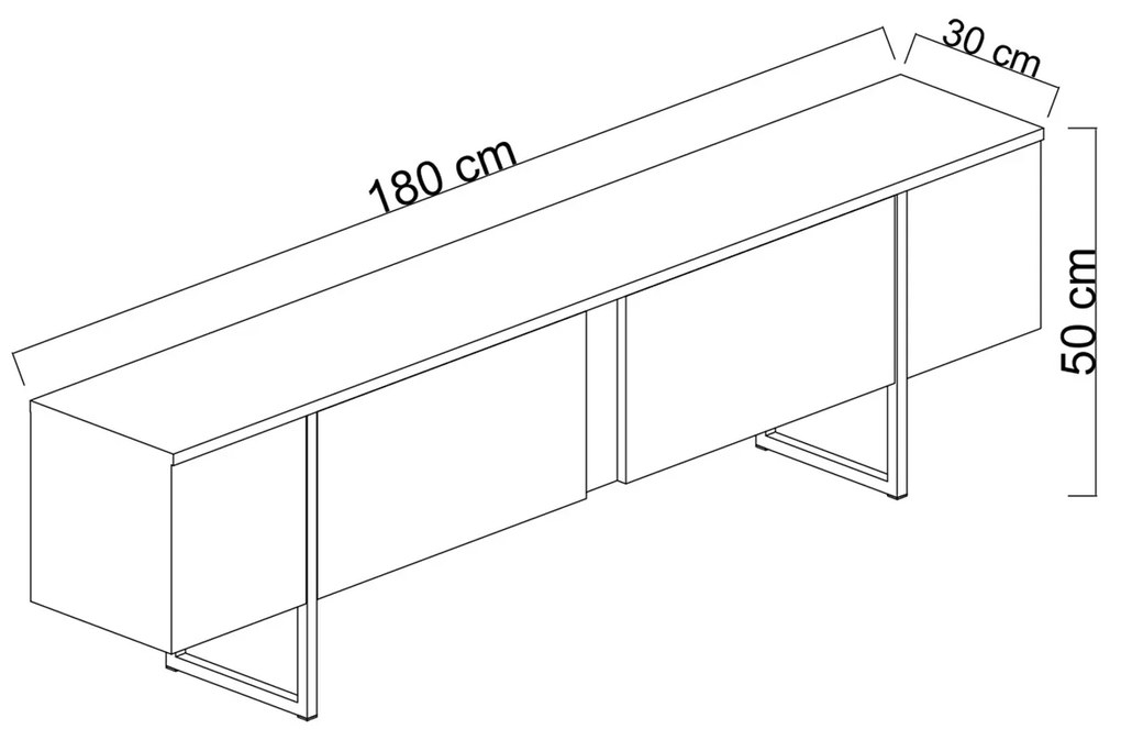 Hanah Home TV stolek Luxe - White, Black, Bílá, Černá