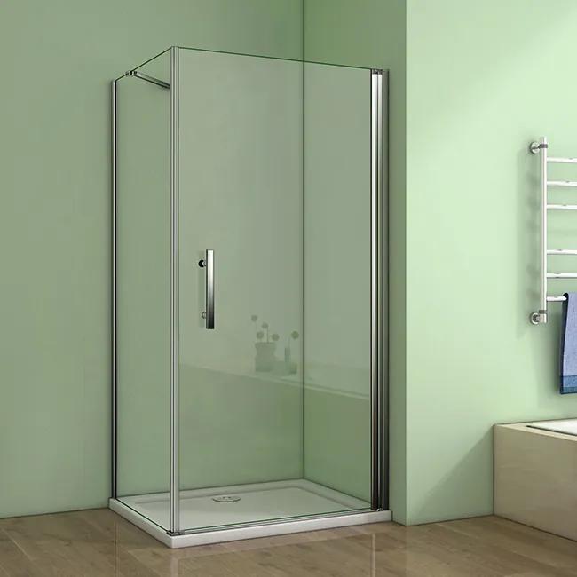 Čtvercový sprchový kout MELODY A1 90 cm s jednokřídlými dveřmi včetně sprchové vaničky z litého mramoru, sklo GRAPE, levá varianta