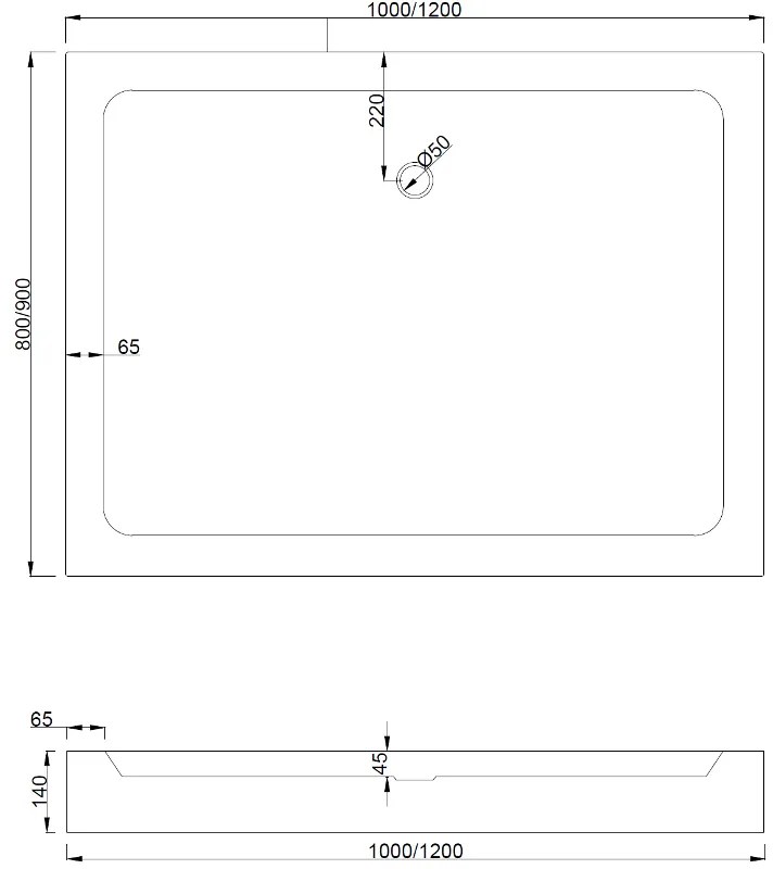 Mexen RIO - Obdélníková sprchová vanička 120x90x14 cm + chromový sifon, bílá, 45109012