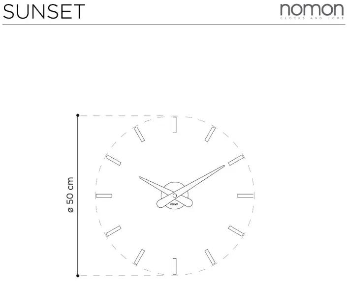 Designové nástěnné hodiny Nomon Sunset Gold ořech 50cm