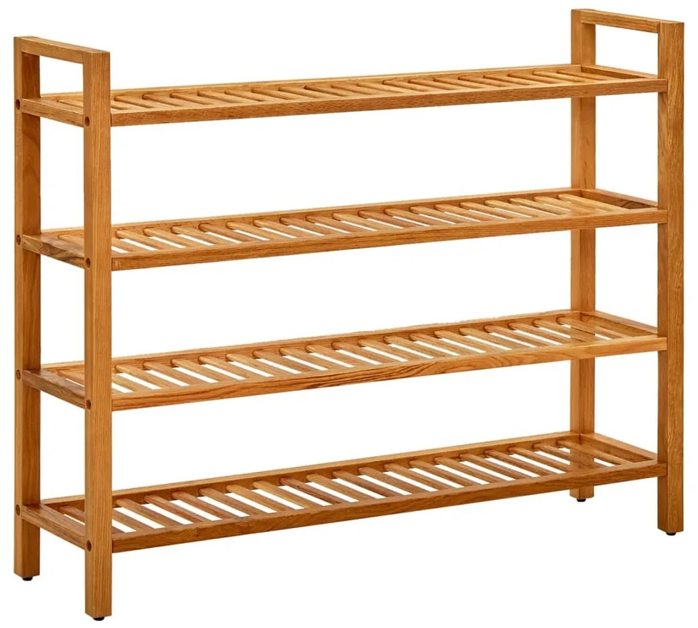 Botník se 4 policemi 100 x 27 x 80 cm masivní dubové dřevo 331750