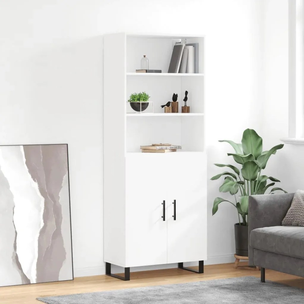 Skříň Highboard 69,5 X 34 X 180 Cm Kompozitní Dřevo Bílá 2 dvířka