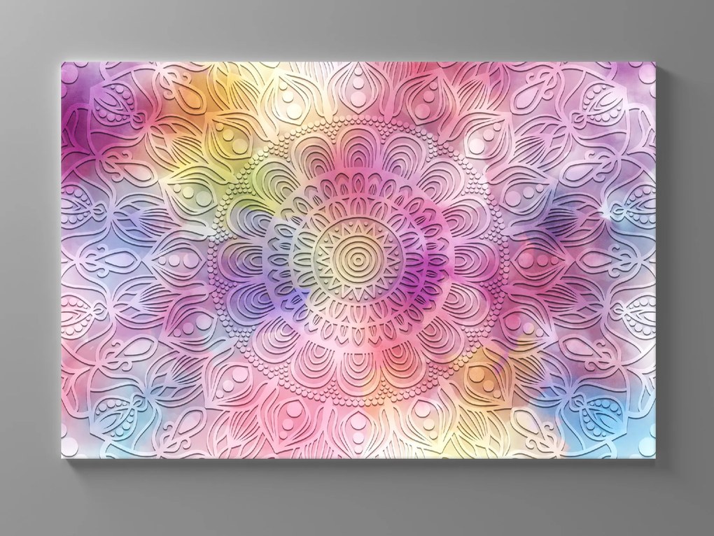 Obraz pozitivní pastelová mandala Rozměr: 90 x 60 cm