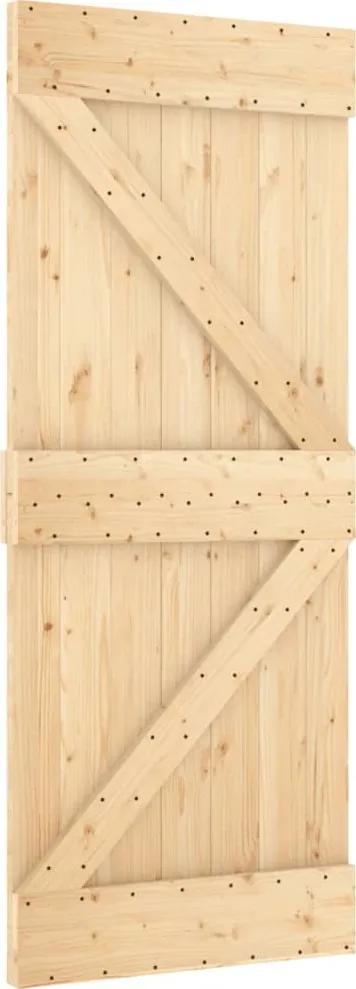 vidaXL Posuvné dveře s kováním 90 x 210 cm masivní borové dřevo [3203024]