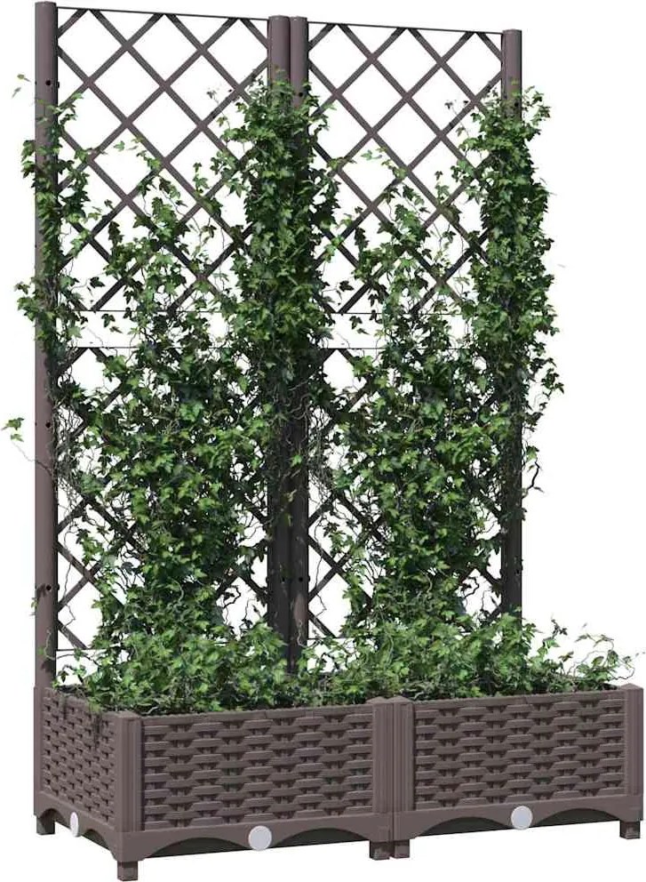 Zahradní truhlík s treláží hnědý 80 x 40 x 121,5 cm PP 318260
