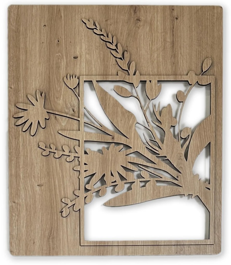 Li-Go "Květy triptych" Dřevěné obrazy 55x65 cm s hloubkou 23 mm Provedení povrchu 3xobraz: dub světlý/dub/ořech