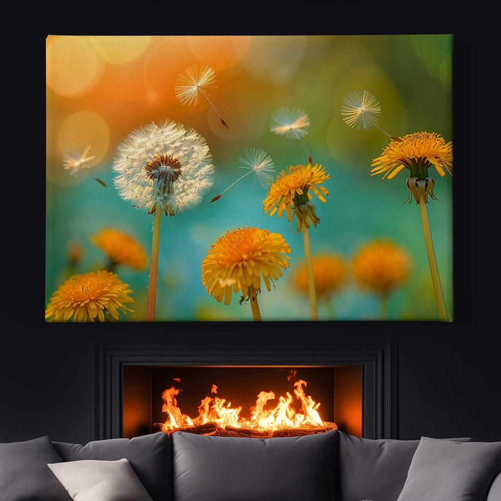 Obraz na plátně - Pampeliška, bílé nadělení FeelHappy.cz Velikost obrazu: 40 x 30 cm