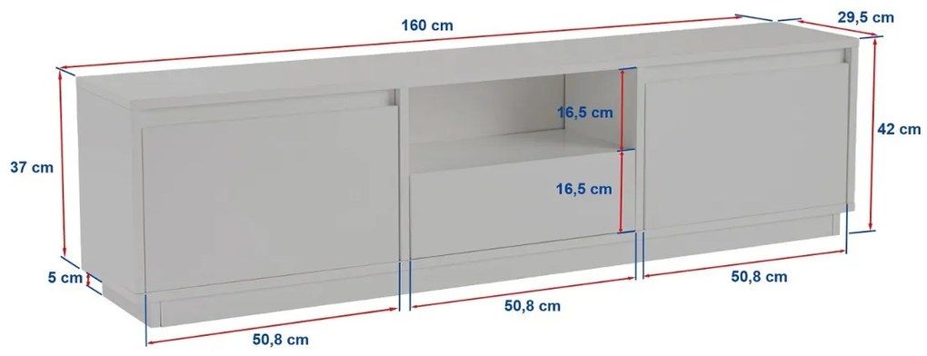 Designový TV stolek Tanaquil 160 cm atlantská borovice