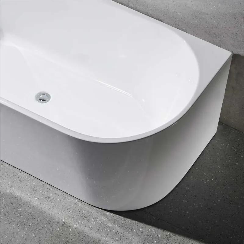 BPS-koupelny Volně stojící akrylátová vana ke stěně HYD-LE527B 150x75 bílá, odtokový komplet chrom