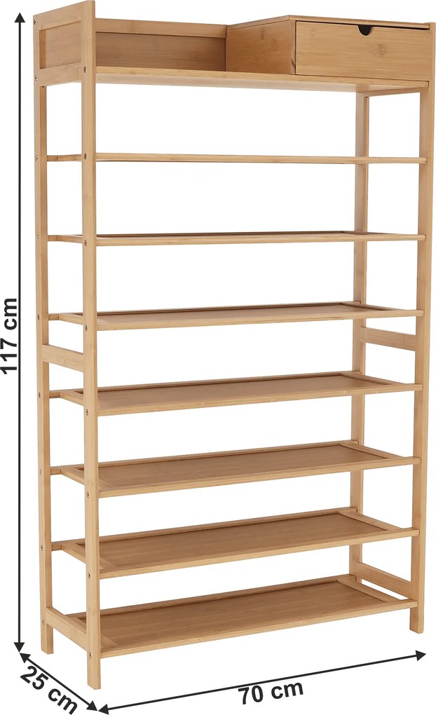 Botník, 7-řadový, bambus, KATLEY