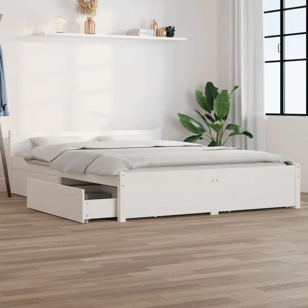 Rám postele se zásuvkami bílý 160 x 200 cm 3103570