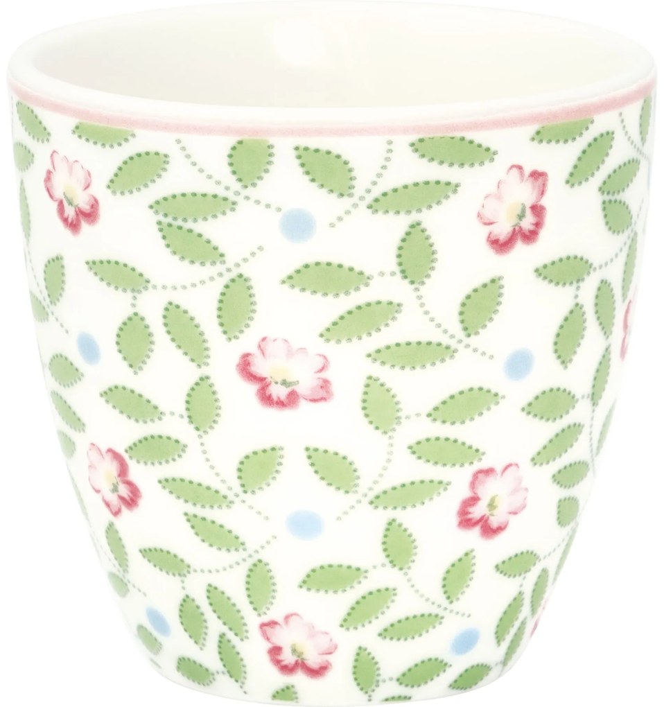 GREEN GATE Mini latte cup Lotta White 130 ml, zelená barva, porcelán