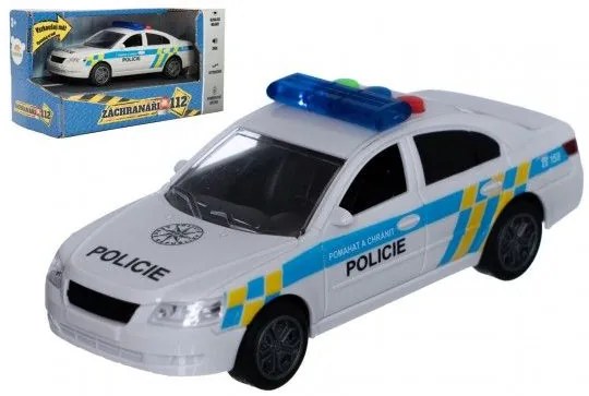 Teddies Auto policie kov/plast 15cm na baterie se světlem se zvukem na zpětné natažení 6 ks v boxu