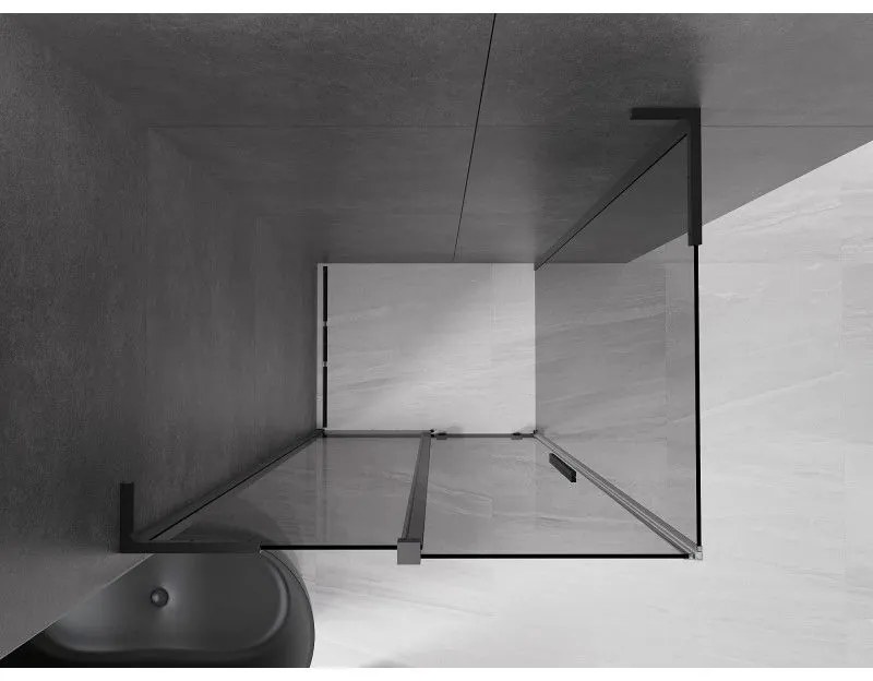 Mexen Velar L, sprchový kout s posuvnými dveřmi 100 x 120 cm, 8mm šedé sklo, černá matná, 871-100-120-43-70