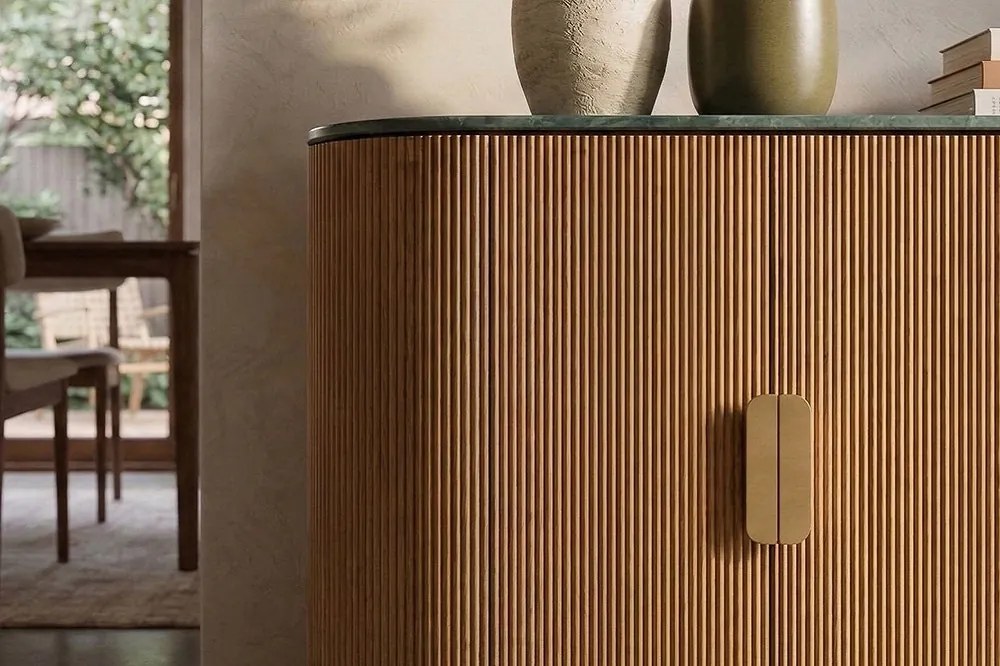 Designová komoda Ifama 170 cm zelený mramor / mango