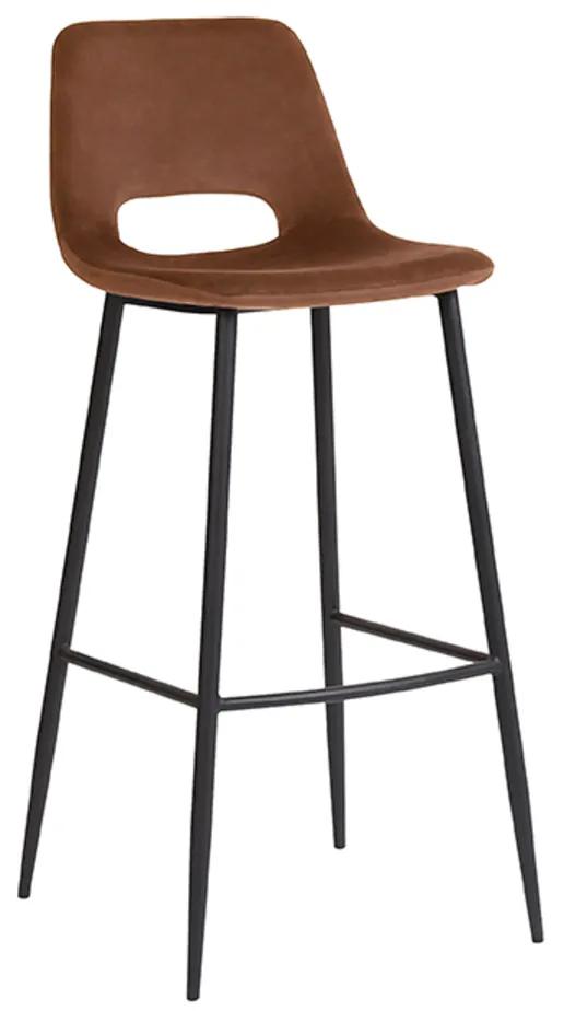 LABEL51 Rezavá sametová barová židle Boor