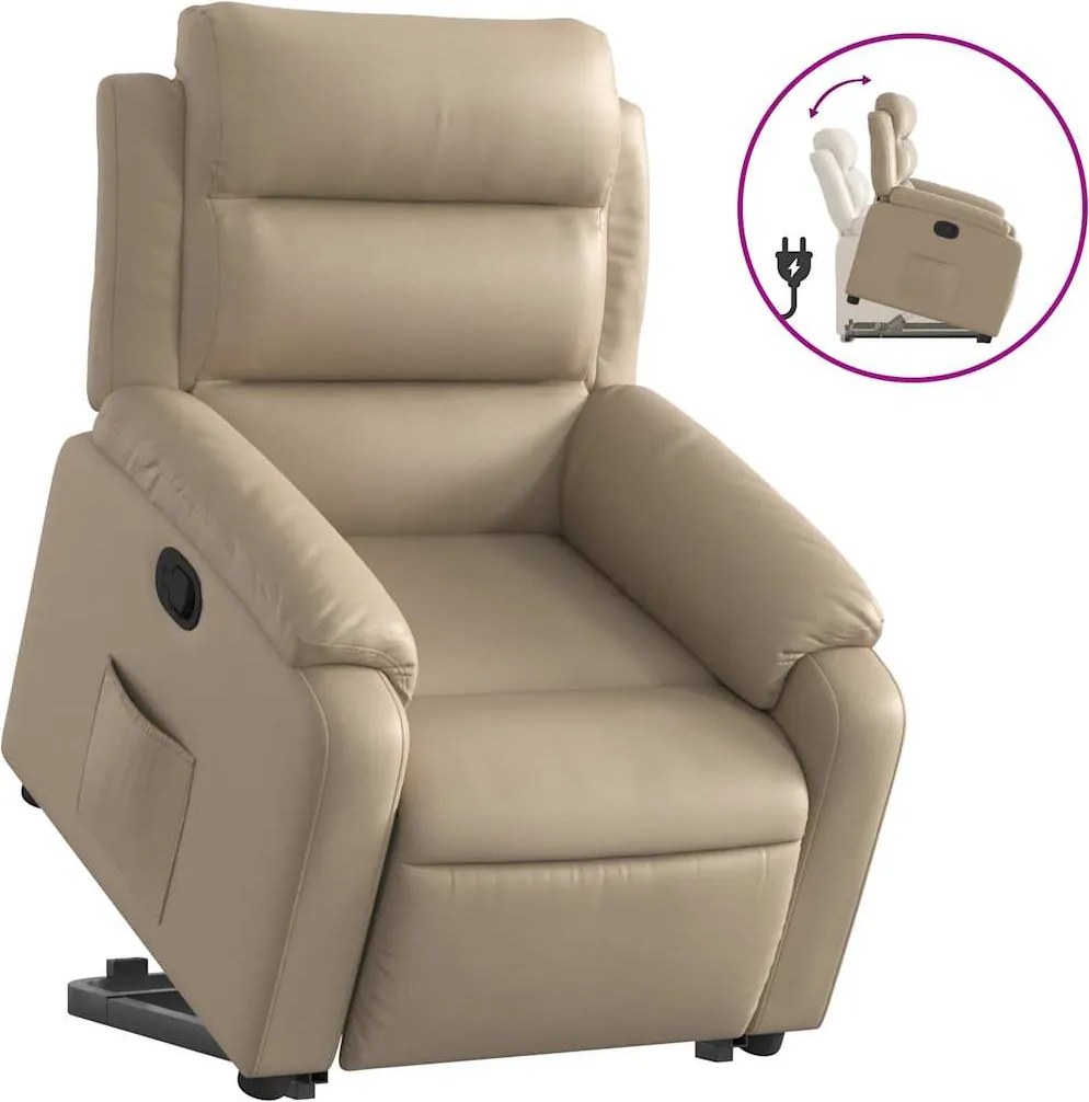 Zvedací polohovací křeslo cappuccino umělá kůže 3205048