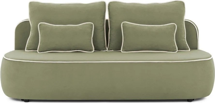Khaki/béžová sametová rozkládací/s úložným prostorem pohovka 210 cm Saga – Ropez