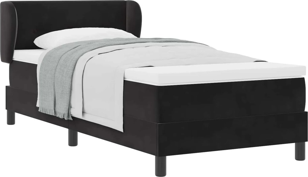 Postel s boxspringem s čelo Černá 90 x 190 cm samet 3340366