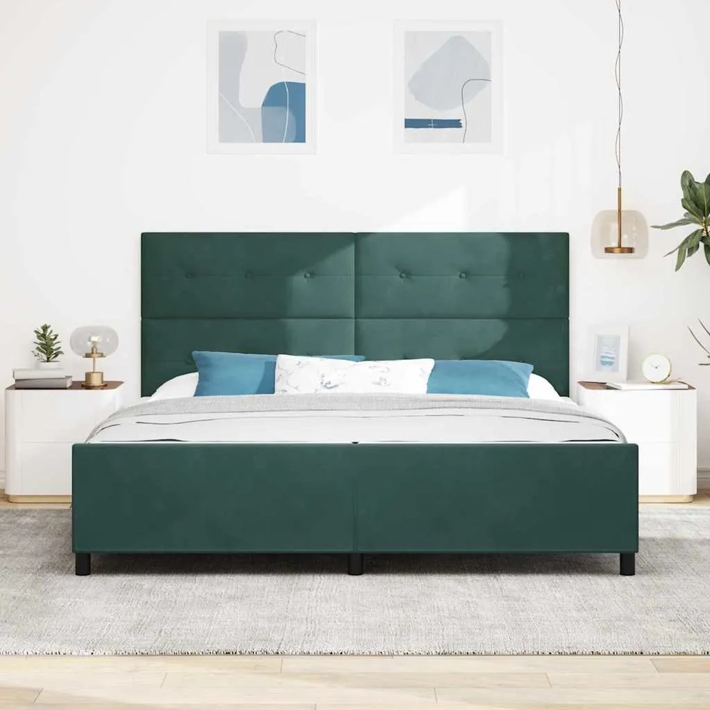 Postel s boxspringem s čelo Tmavě zelená 200 x 200 cm samet 3344966