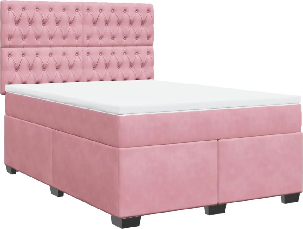Box spring postel s matrací růžová 140x200 cm samet 3293241