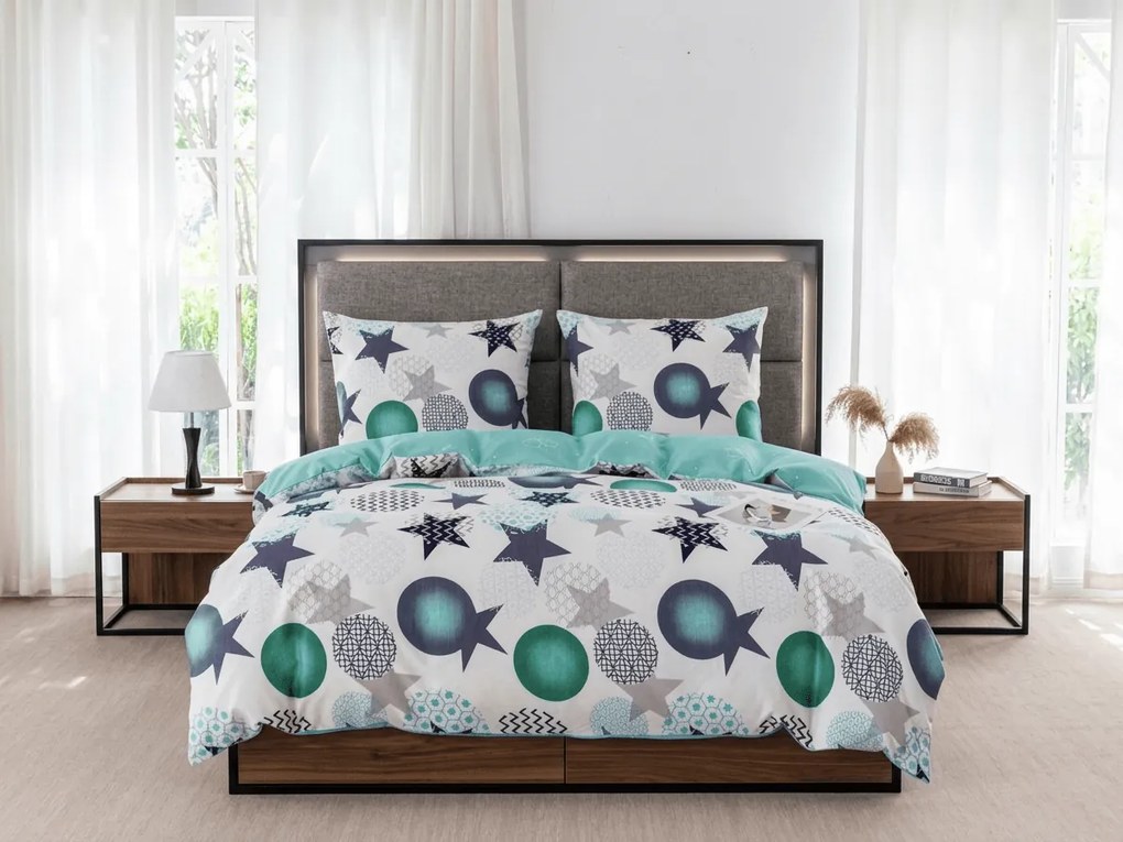Flanelové povlečení z mikrovlákna MINT STARS barevné Rozměr povlečení: 70 x 90 cm | 140 x 200 cm