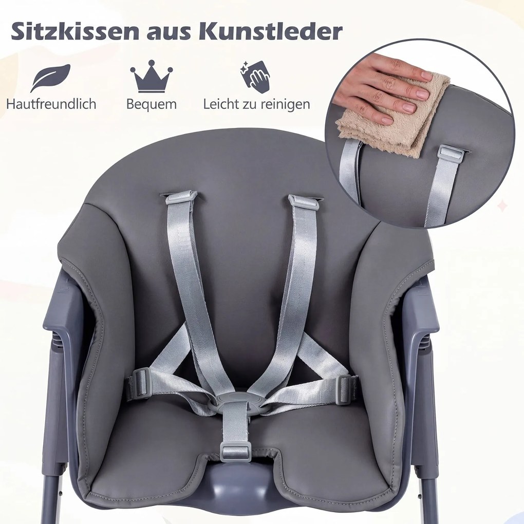 Costway Vysoká židlička baby 3 v 1 dětská židlička s nastavitelným tácem