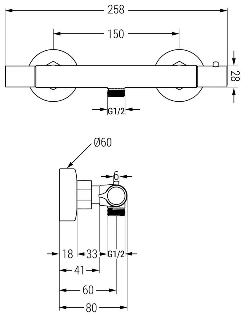 Mexen Slim, termostatická sprchová baterie 150 mm, zlatá lesklá, 77105-50