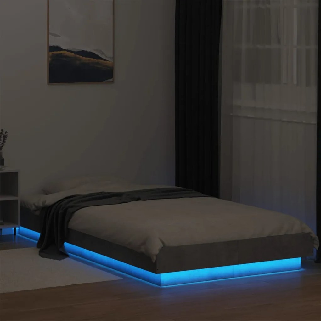 Rám postele s LED osvětlením betonově šedý 75 x 190 cm kompozit 3281157