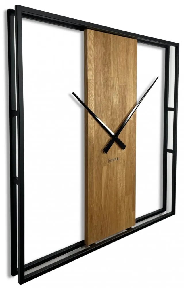Designové nástěnné hodiny v kombinaci dřeva a kovu 80 cm