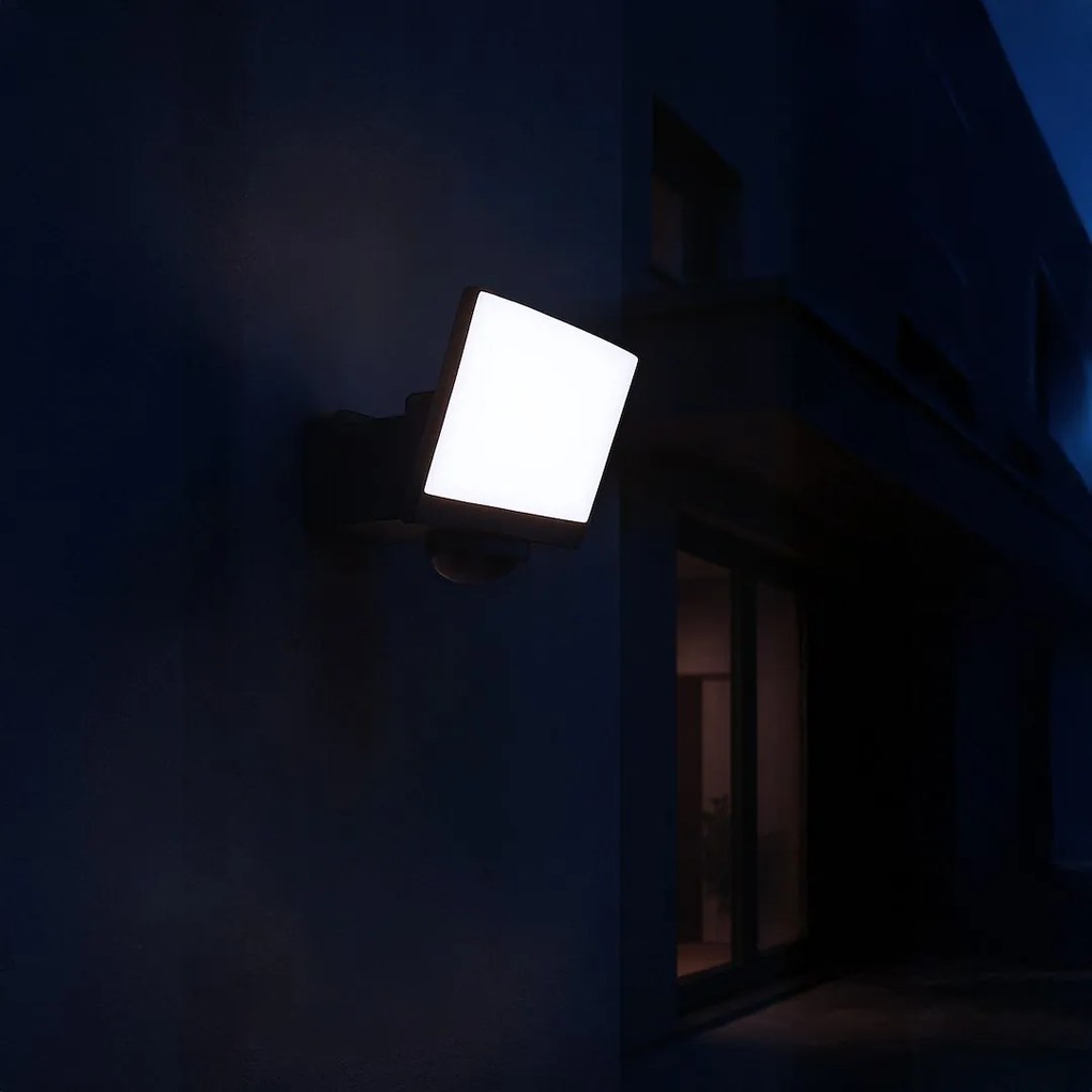 Exteriérové ​​nástěnné LED svítidlo Davos, 1x LED 30w, 4000k, černá, pohybový senzor