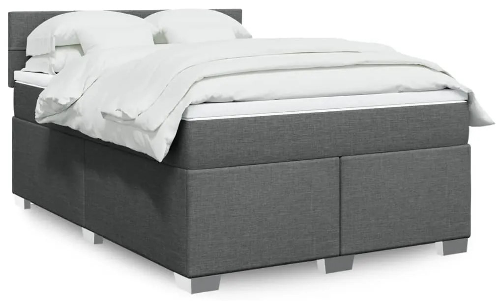 Box spring postel s matrací tmavě šedá 140x200 cm textil 3285912