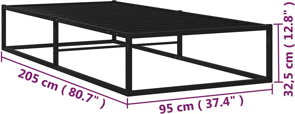 Rám postele černý kov 90 x 200 cm 324785