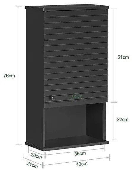 Sobuy SoBuy BZR25-SCH Nástěnná skříňka Koupelnová závěsná skříňka Lékárnička Koupelnový nábytek Černá 40x76x21cm